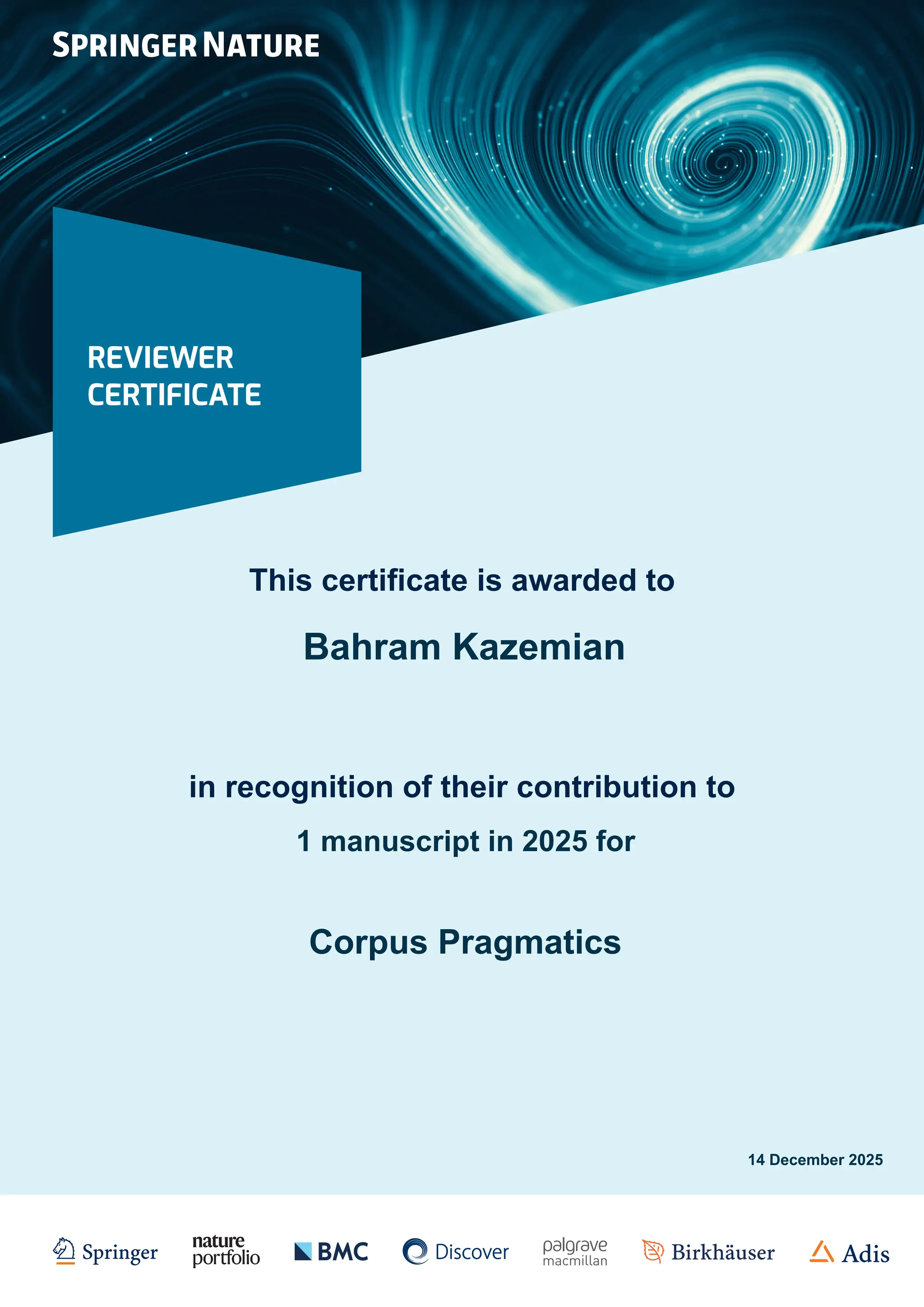 Reviewer Certificate 14 December 2025.pdf