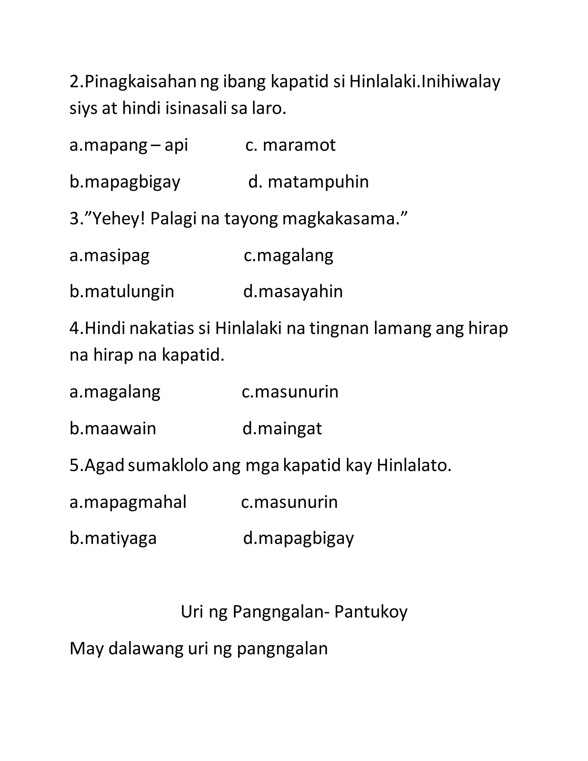 Reviewer in filipino | DOCX