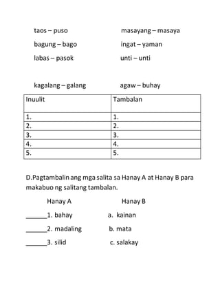 Reviewer in filipino | DOCX