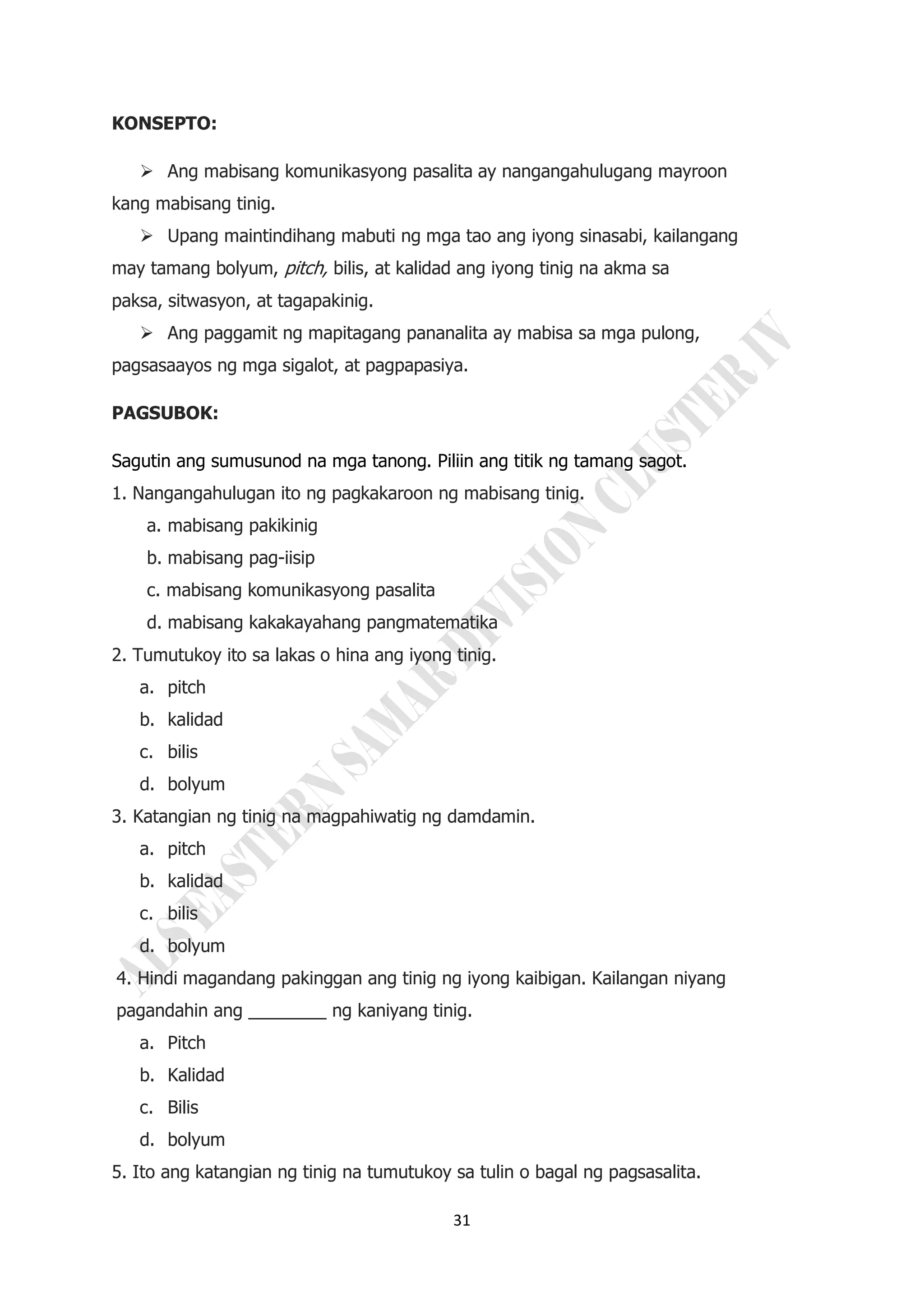 Reviewer in Filipino for ALS | PDF