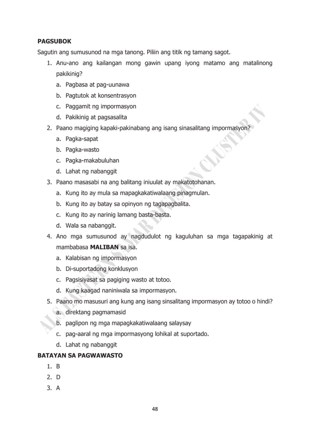 Reviewer in Filipino for ALS | PDF