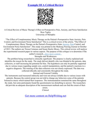 Review Essay Example | PDF