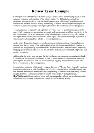 Review Essay Example | PDF