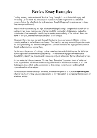 Review Essay Examples | PDF