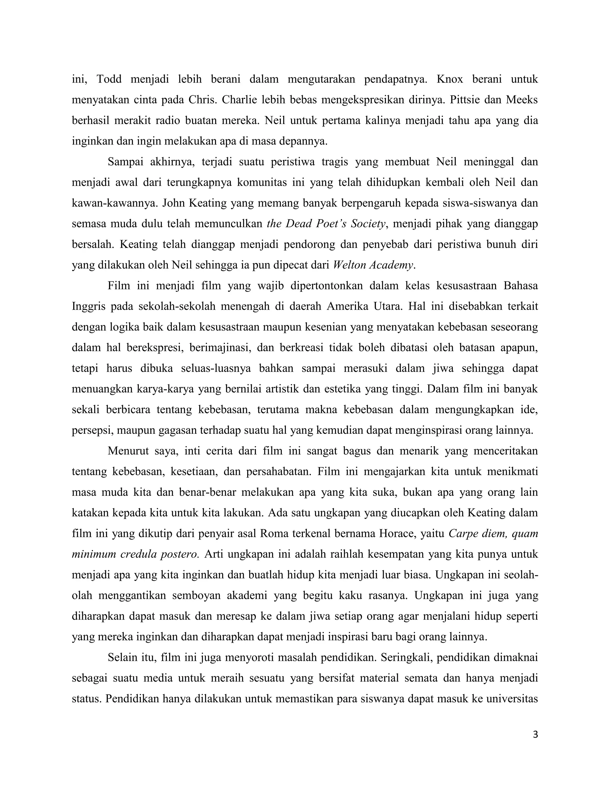 Review film dead poets society | DOCX