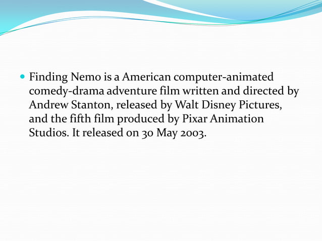 Review finding nemo | PPTX | Television | Entertainment