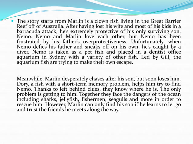 Review finding nemo | PPTX | Television | Entertainment