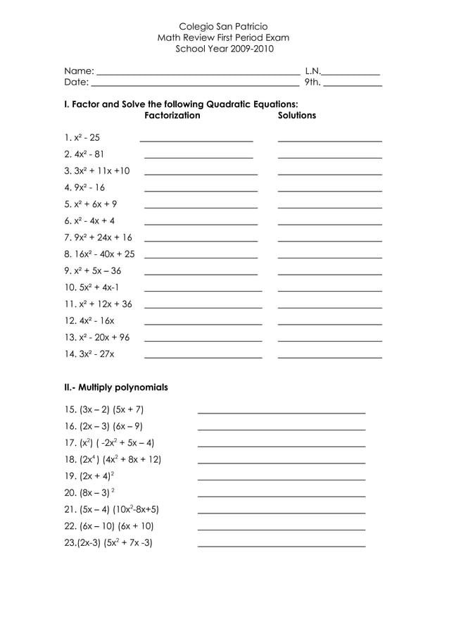 Review First Period Exam | DOC | Education