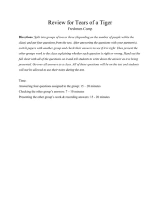 Review For Tears Of A Tiger | DOC