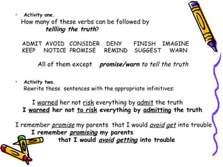 Review Infinitive To Ing | PPT