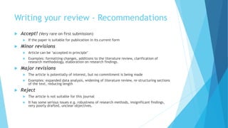 Reviewing a journal article - Professor Jenny Rowley | PPTX