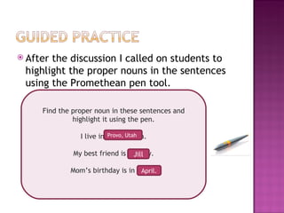 Reviewing Proper Nouns Using A Promethean Board | PPT