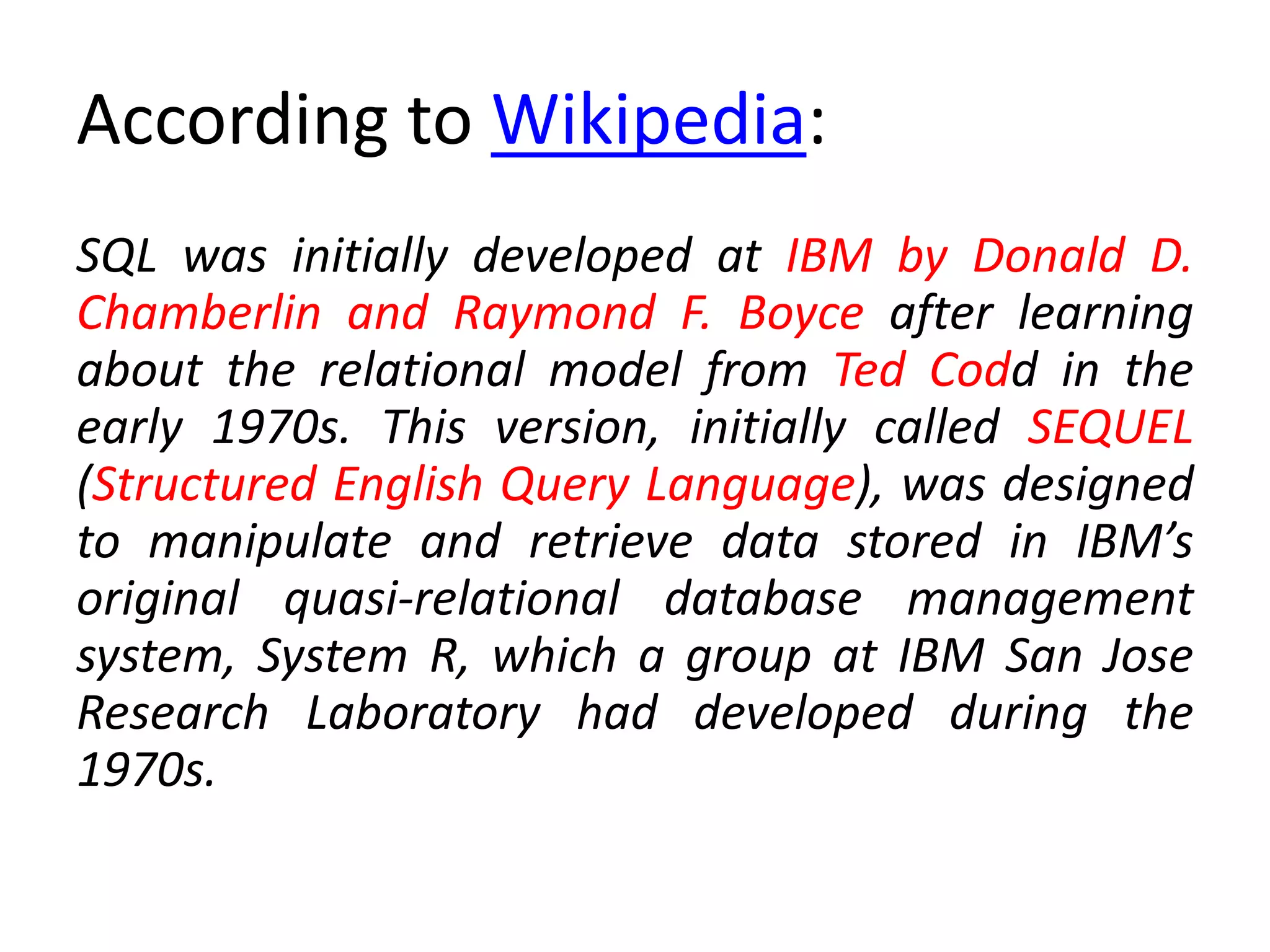 Reviewing SQL Concepts | PPT