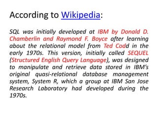 Reviewing SQL Concepts | PPT