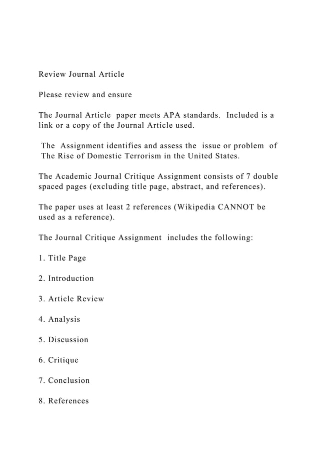 Review Journal Article Please review and ensureThe Journ.docx