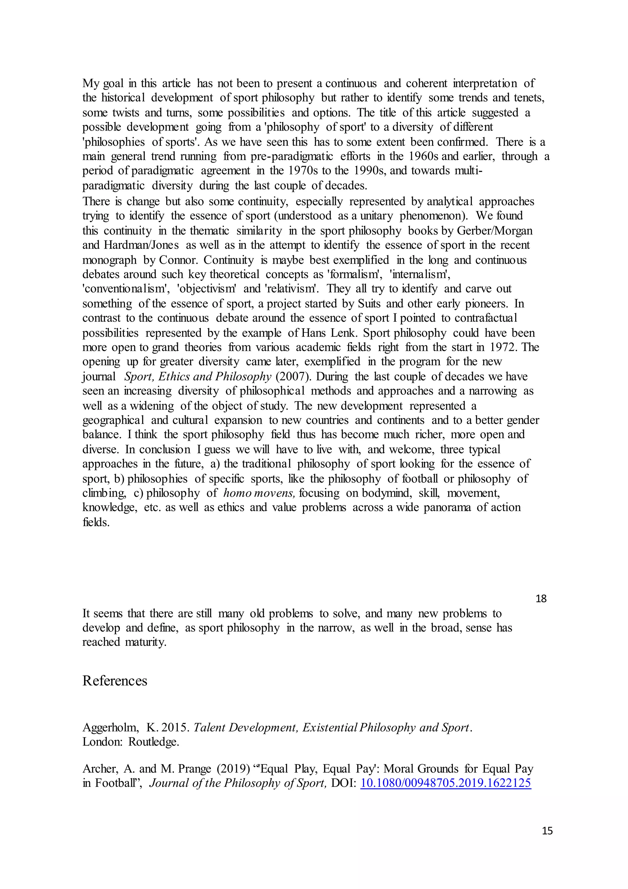 Review jurnal philosophy of sport to philosophies of sports | DOCX