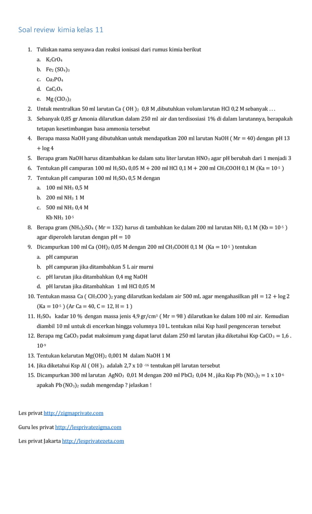 Review kimia kelas 11 semester 2 | DOCX