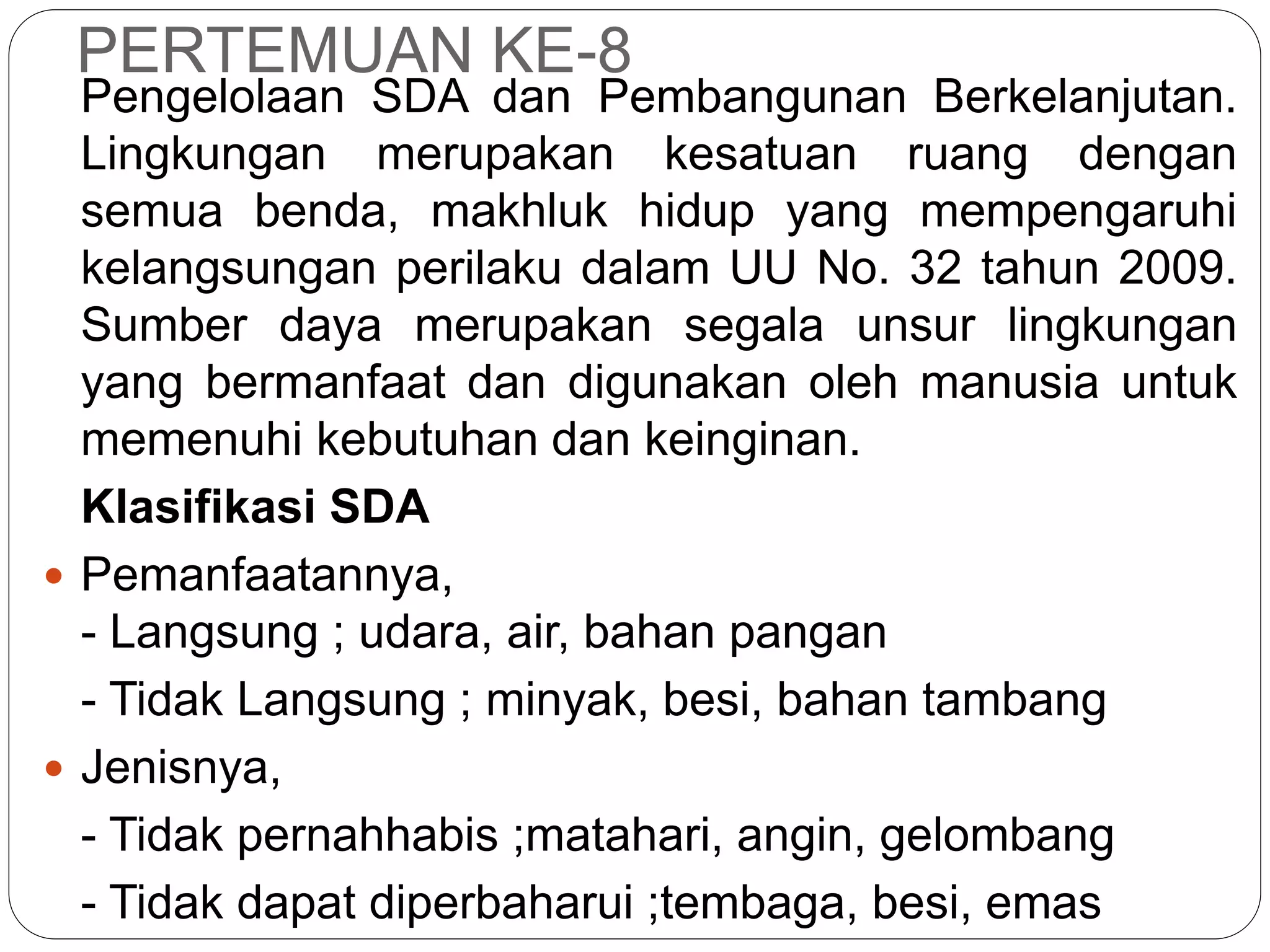Review materi perkuliahan pklh | PPTX