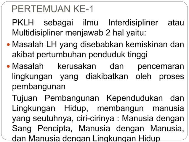 Review materi perkuliahan pklh | PPTX
