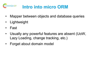 Review of micro Orm in c# | PPT