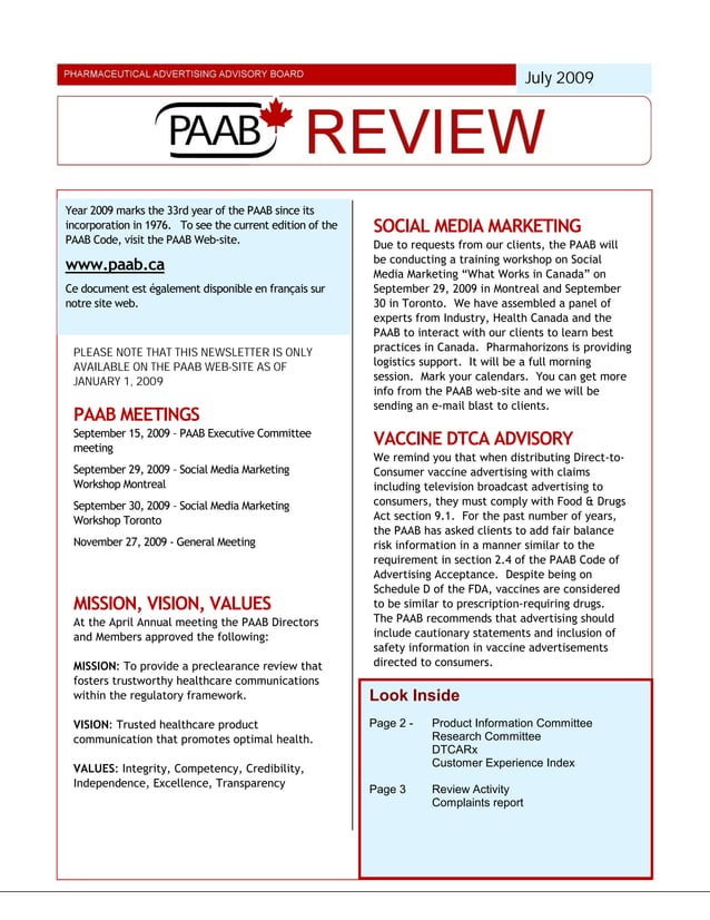 PAAB Review update, July 2009 | PDF