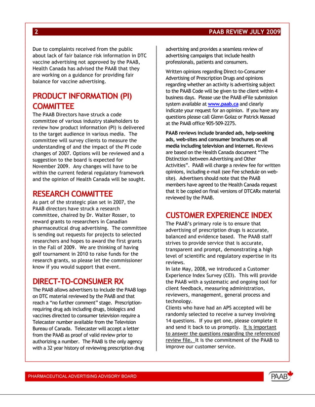 PAAB Review update, July 2009 | PDF