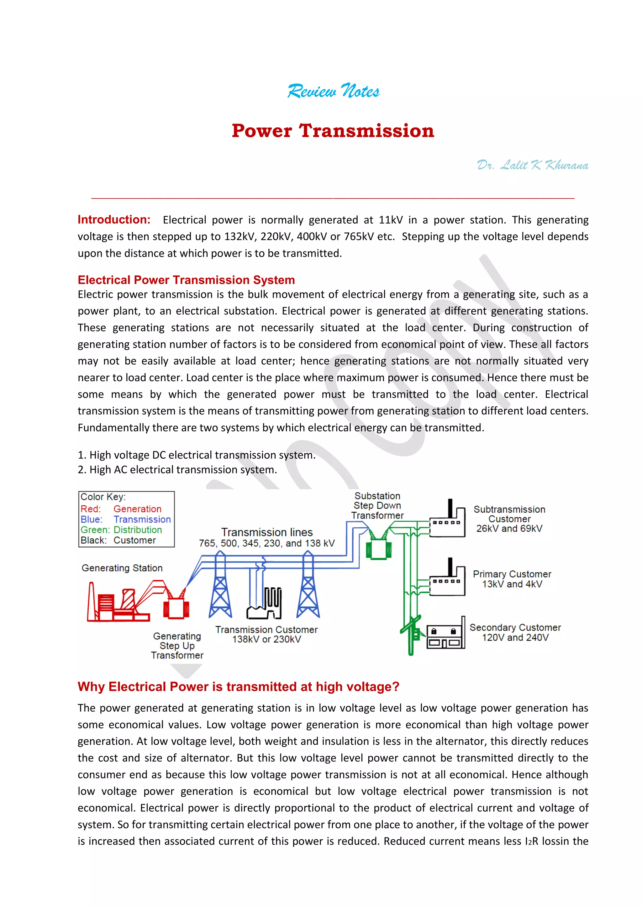 Review notes power transmssion | PDF