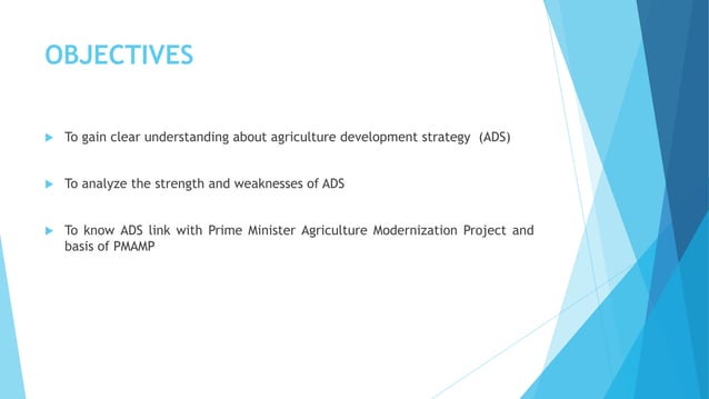 Review of agriculture development strategy (ADS) and its link with ...