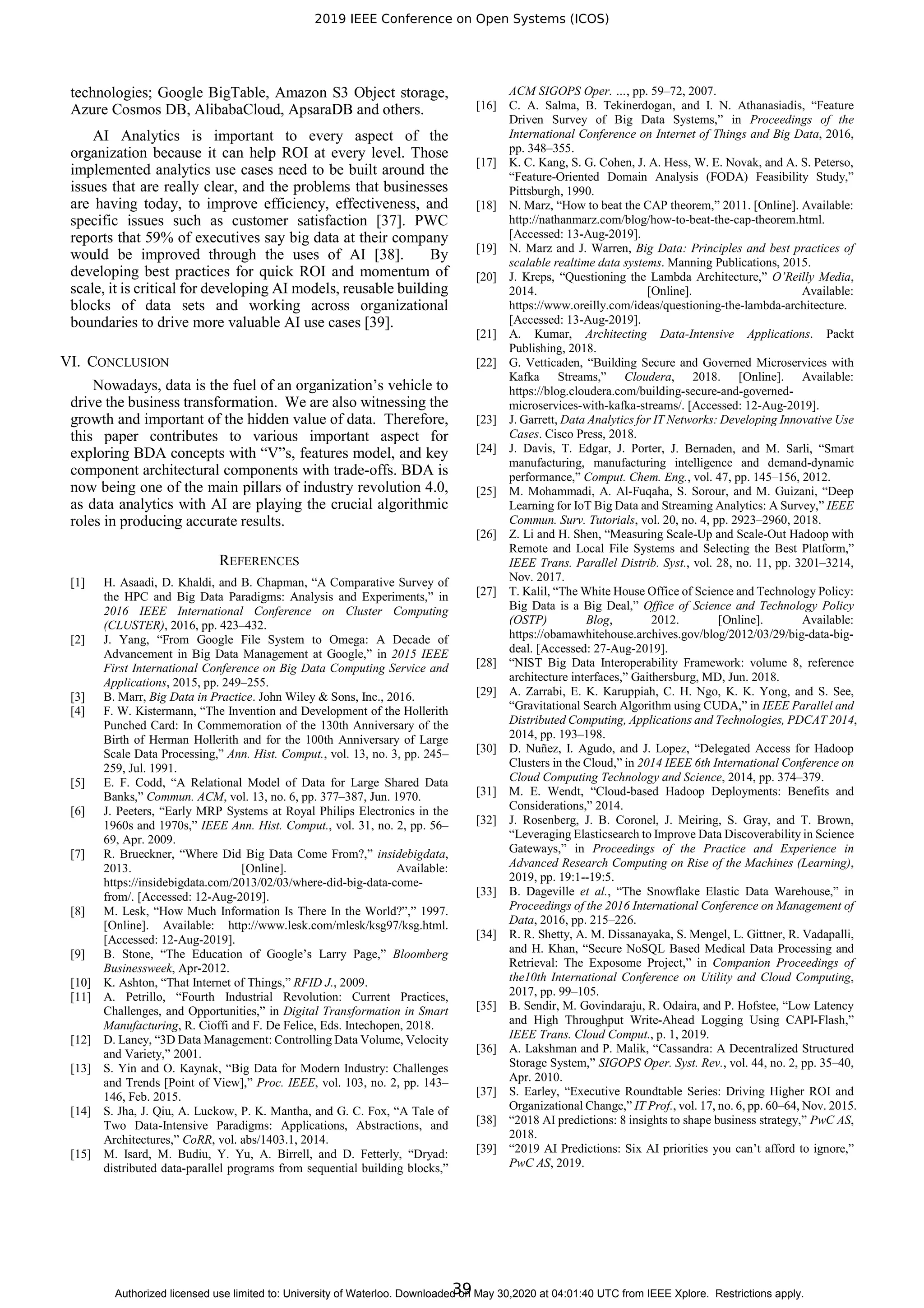 Review of big data analytics (bda) architecture trends and analysis | PDF