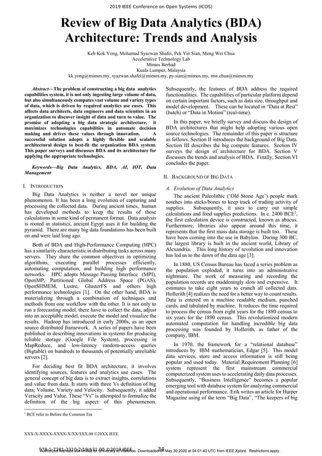 Review of big data analytics (bda) architecture trends and analysis | PDF