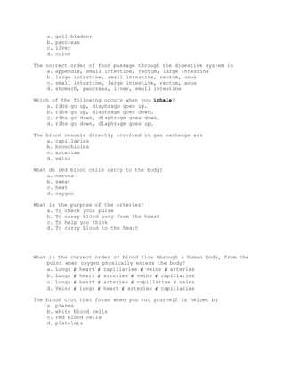 Review of body systems for quiz | DOCX