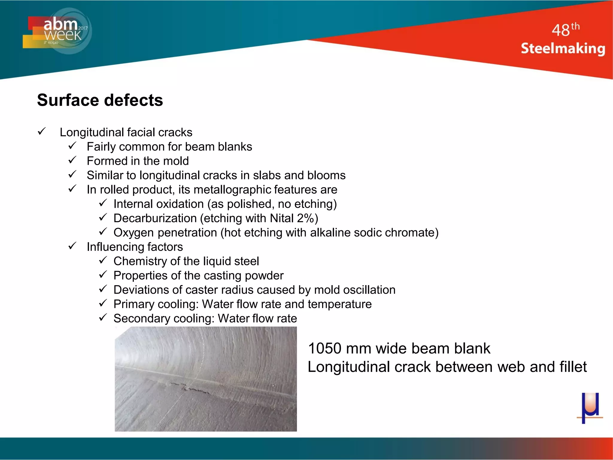 Review of defects in beam blank casting and the measures proposed for ...