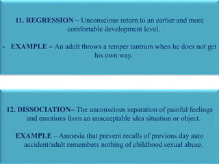 DEFENSE MECHANISMS.pptx | Mental Health | Diseases and Conditions