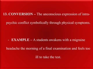 DEFENSE MECHANISMS.pptx | Mental Health | Diseases and Conditions