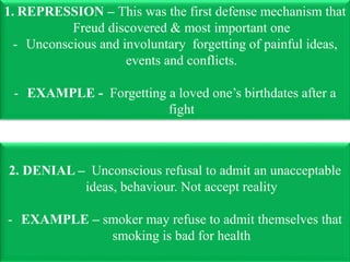 DEFENSE MECHANISMS.pptx | Mental Health | Diseases and Conditions