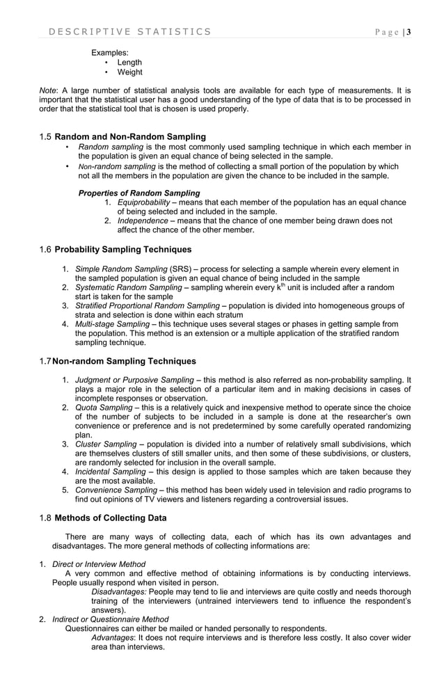 Review of descriptive statistics | PDF
