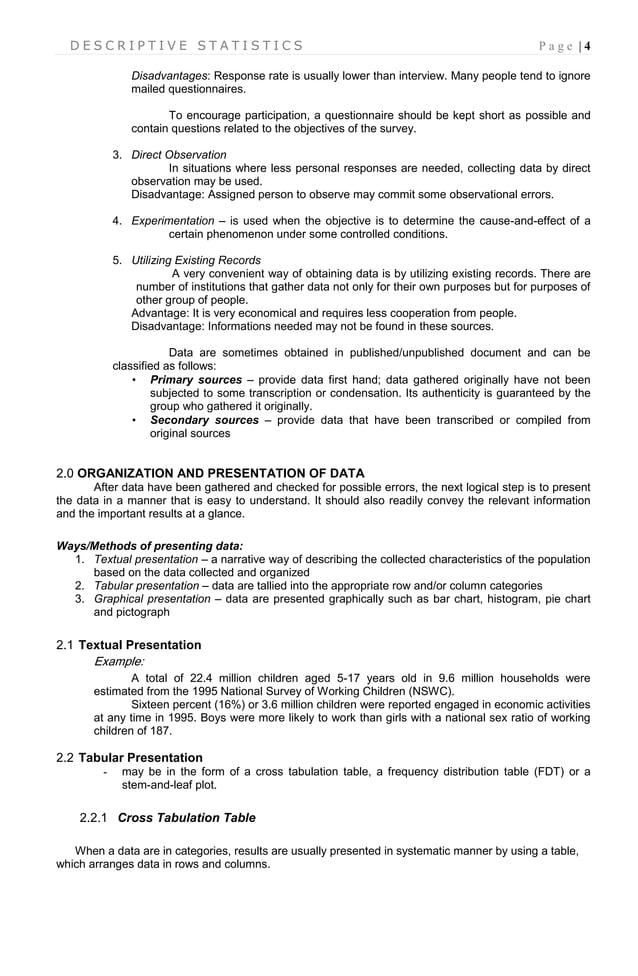 Review of descriptive statistics | PDF