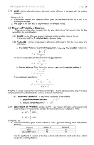 Review of descriptive statistics | PDF