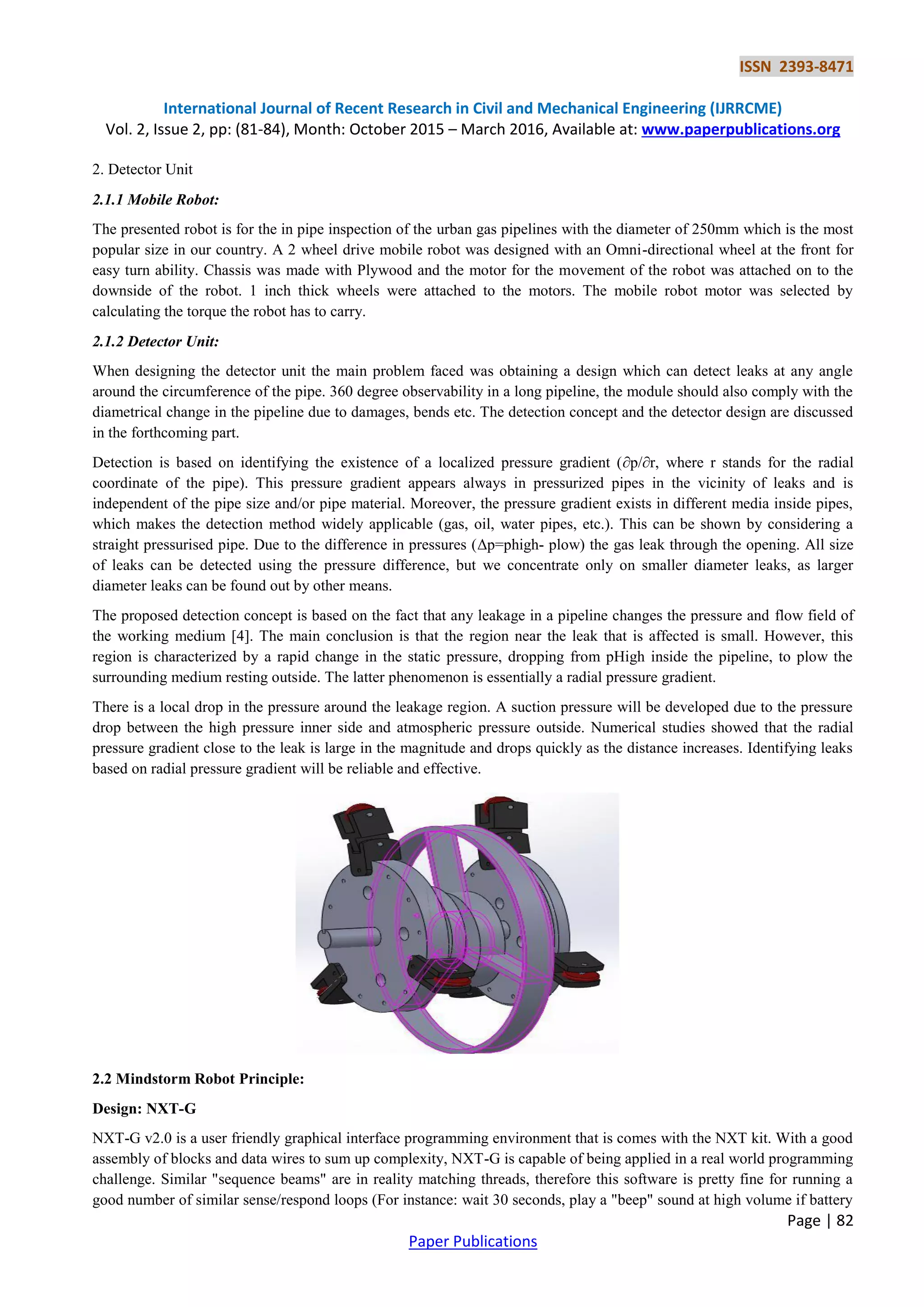 Review of Design and Fabrication of in Pipe Inspection Robots | PDF