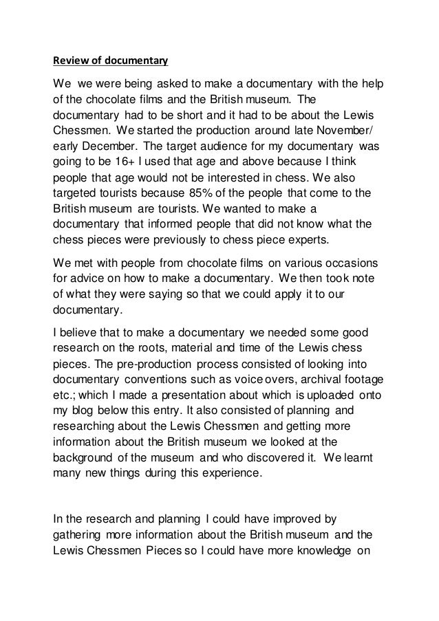 Review Of Documentary Review Of Documentary