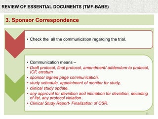 Review of essential documents (TMF BABE). | PPTX