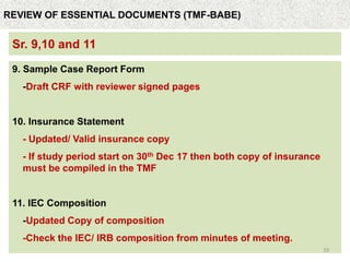Review of essential documents (TMF BABE). | PPTX