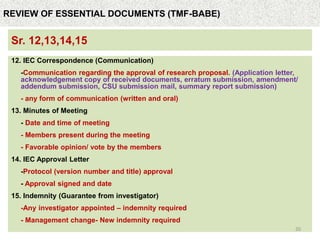 Review of essential documents (TMF BABE). | PPTX