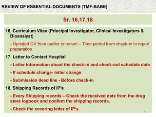 Review of essential documents (TMF BABE). | PPTX