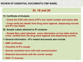 Review of essential documents (TMF BABE). | PPT