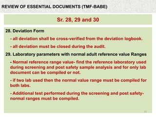 Review of essential documents (TMF BABE). | PPTX