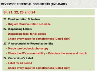 Review of essential documents (TMF BABE). | PPTX
