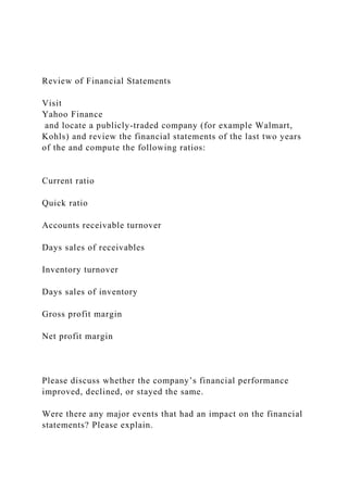 Review of Financial StatementsVisit Yahoo Finance and lo.docx