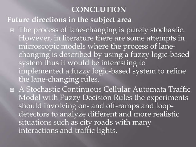 Review of fuzzy microscopic traffic flow models | PPT
