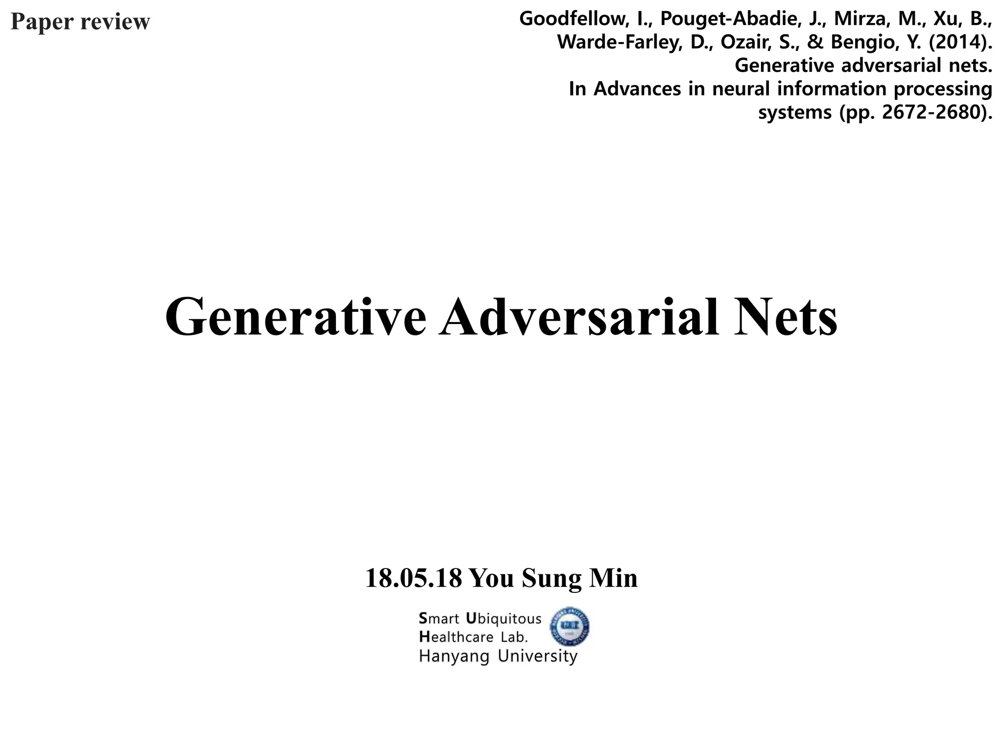 Review of generative adversarial nets | PPT